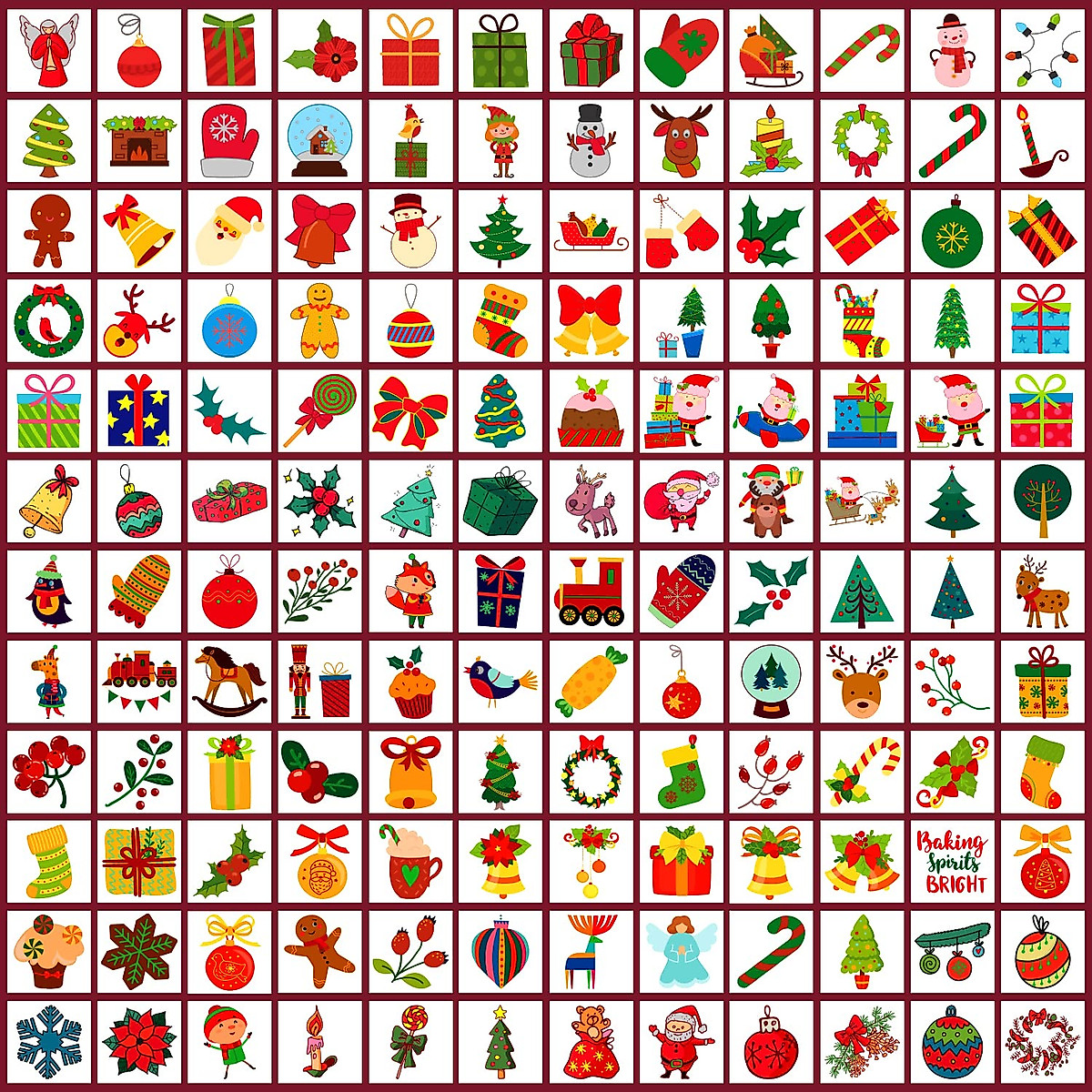 Partywind 408 PCS Individually Wrapped Christmas Temporary Tattoos for Kids Stocking Stuffers, Christmas Holiday Decorations Party Supplies Favors Gifts, Xmas Tattoo Stickers for Boys and Girls