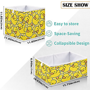 visesunny Closet Baskets Cute Yellow Duck Cartoon Animal Storage Bins Fabric Baskets for Organizing Shelves Foldable Storage Cube Bins for Clothes, Toys, Baby Toiletry, Office Supply