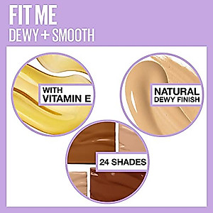 Maybelline Fit Me Dewy + Smooth Foundation Makeup, Fair Ivory, 1 Count