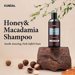 KUNDAL Natural Hair Shampoo Set [Pink Grapefruit Scent]- Ultimate Damage Hair Repair Strengthen, Nourish dry, with Honey, Argan Oil, Macadamia Oil, Free Sulfate 600ml(20.3 Fl Oz)