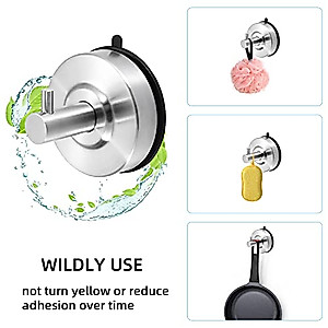 Stainless Steel Vacuum Suction Cup Hooks, 2 Pack Brushed Nickel SUS 304 - Removable Heavy Duty Hooks for Bedroom, Kitchen, Toilet, Bathroom,Cloakroom（No Punching）