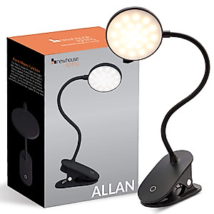 Newhouse Lighting NHCLP-USBC-BK Black Plastic Flexible and Dimmable Clip Light Clamp-Style Energy-Efficient LED Lamp with USB-C Charging Port for Office or Bedroom Use