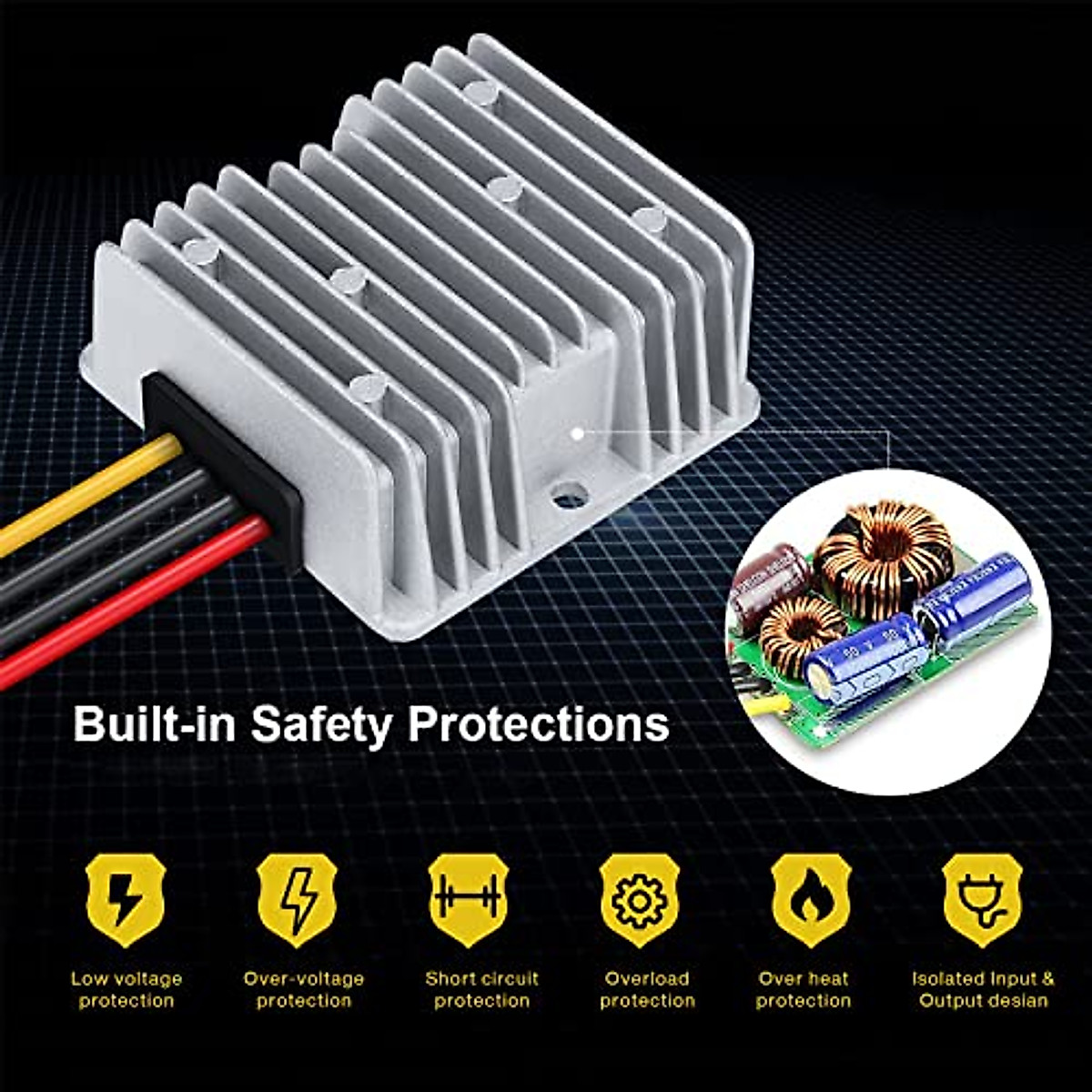 20V to 12V Step Down Power Inverter Aadpter Compatible with DeWalt 20V Batteries, DC 20 Volt to DC 12 Volt 15A 180W DeWalt Power Wheel 12V Converter, Buck Boost Voltage Regulator 12V (No Battery)