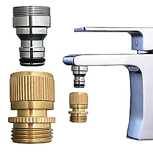 bathroom Sink Faucet snap adapter quick connect to garden hose, kitchen faucet aratored quick snap connector to 3/4 inch GHT female for washer, indoor sink quick-fit attachment