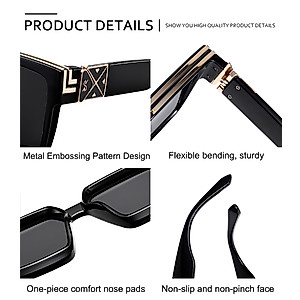 Retro Rectangular Sunglasses Men Women Square Thick Vintage Punk Rock Hip Hop Glasses
