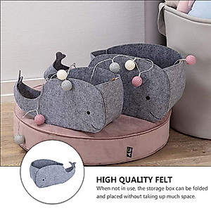 STOBOK Felt Storage Bin, Whale Shaped Storage Basket Fabric Foldable Storage Bin Sundries Organizer Toy Storage Bin for Home Nursery Toys Container