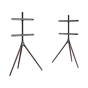 Link2Home Tripod TV Stand Swivel Easel for 45"-65" LED LCD Flat Screens up to 70 lbs., Tall TV Stand 54.5" for Corners, Bedroom, Black Bracket, Wood Base