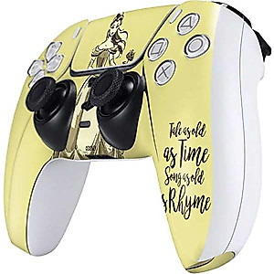 Skinit Decal Gaming Skin Compatible with PS5 and Compatible with PS5 Digital Edition DualSense Controller - Officially Licensed Disney Belle Tale As Old As Time Design