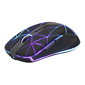 Rii RM200 2.4G Wireless Mouse with USB Nano Receiver, 5 Buttons Rechargeable Mouse,Colorful Backlit RGB Gaming Mouse for Notebook,PC,Computer-Black