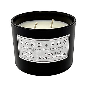 Sand + Fog Scented Candle - Vanilla Sandalwood – Additional Scents and Sizes – 100% Cotton Lead-Free Wick - Luxury Air Freshening Jar Candles - Perfect Home Decor – 12oz