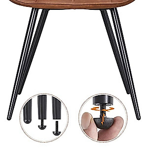 Yaheetech Set of 4 Dining Chairs Modern PU Leather Living Room Chairs with Cushioned Seat Backrest for Kitchen/Lounge Room, Brown