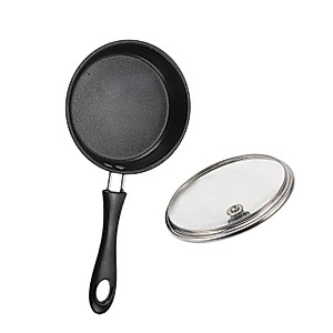 SunshineFace Egg Frying Pan, Nonstick Frying Pan with Lid, Mini Cooking Frying Pan, Smoke- Free Camping Stone Cookware, 4. 7 inch