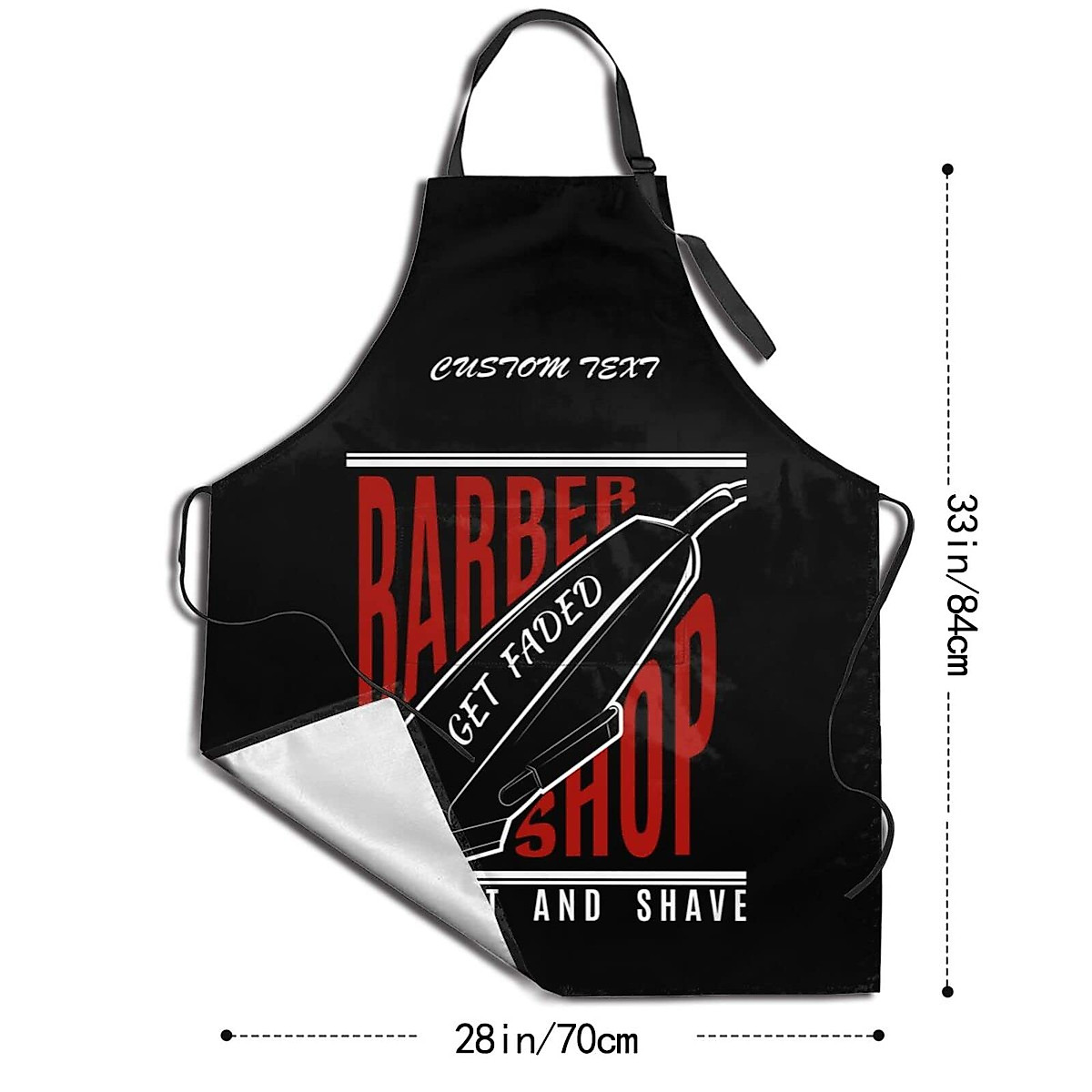 MLIANCEN Custom Barber Apron for Men Women, Personalized Photo Logo Text Barbershop Apron with Pockets, Customized Adjustable Bib Apron for Hair Salon Hairdressers