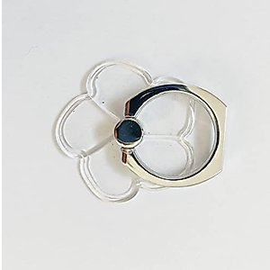 GoldenEL Universal 360 Degree Rotating Finger Ring Stand Holder for Cell Phone iPhone or Tablet - Transparent (Flower)