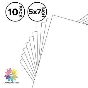 Mat Board Center, 10 Pack 5x7 White Backing Boards, Cardboard for Arts, Prints, Frames, Photos and More