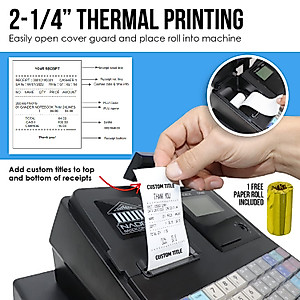 Nadex CR360 Cash Register, 4700 Lookups 50 Dept 50 Clerks, Quick Load Thermal Printer, Compact Size, Cash and Coin Drawer, Black