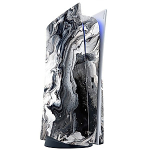 ITS A Skin Skins Compatible with Sony Playstation 5 Console Disc Edition - Protective Decal Overlay Stickers wrap Cover - Marble White Grey Swirl Beautiful