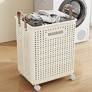 Ergocar Foldable Storage Basket With Universal Wheels Swivel Mobile Family Dormitory Breathable Hollow Out For Toys, Clothes, Storage Container Organiser