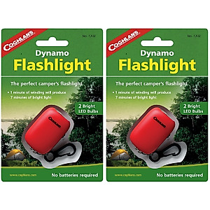 Coghlan's Dynamo Flashlight LED Hand Crank Emergency Light w/Clip (2-Pack)