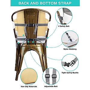 OTTOLIVES Toddler Booster Seat for Dining Table Thick Increasing Waterproof PU Washable Cushion with 2 Adjustable Straps Safety Buckle (Grey)