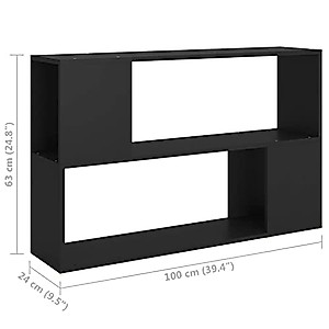 VRAXO Book Cabinet Black 39.4"x9.4"x24.8" Engineered Wood,Bookcases & Standing Shelves-29.26lbs