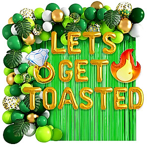 Lets Get Toasted Bachelorette Decor - Camp Bachelorette Party Decorations, Mountain Bachelorette Party, Camping Theme Balloons Banner Curtains Party Supplies for Bridal Shower Engagement Wedding