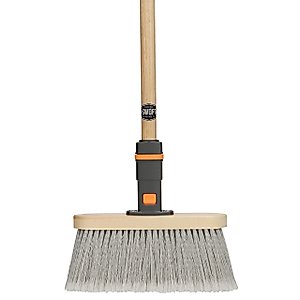 SWOPT Premium Straight Broom + 48" EVA Foam Comfort Grip Wooden Handle, Combo — Cleaning Head with Long Handle Interchangeable with All SWOPT Cleaning Products — Broom Set for Smooth Surfaces