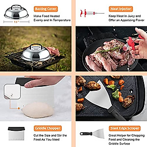 Griddle Accessories Kit,42Pcs Stainless Steel Flat Top Grilling Tools Set with a Carry Bag for Barbecue Lovers Camping Outdoor Backyard Indoor Cooking Baking