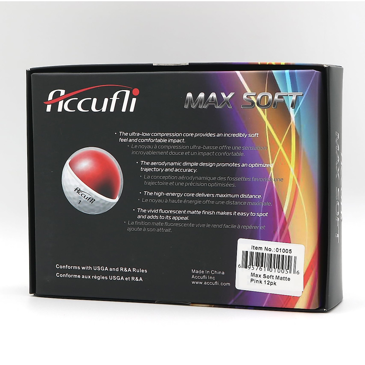 ACCUFLI Max Soft Golf Balls (Matte Pink 12PK)