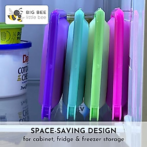 Big Bee, Little Bee - SoftShell Reusable Silicone Food Storage Container with Lid, Easy to Clean, Lays Flat, Snaps Closed, Microwave, Freezer & Dishwasher Safe, As Seen on Shark Tank (Aqua)