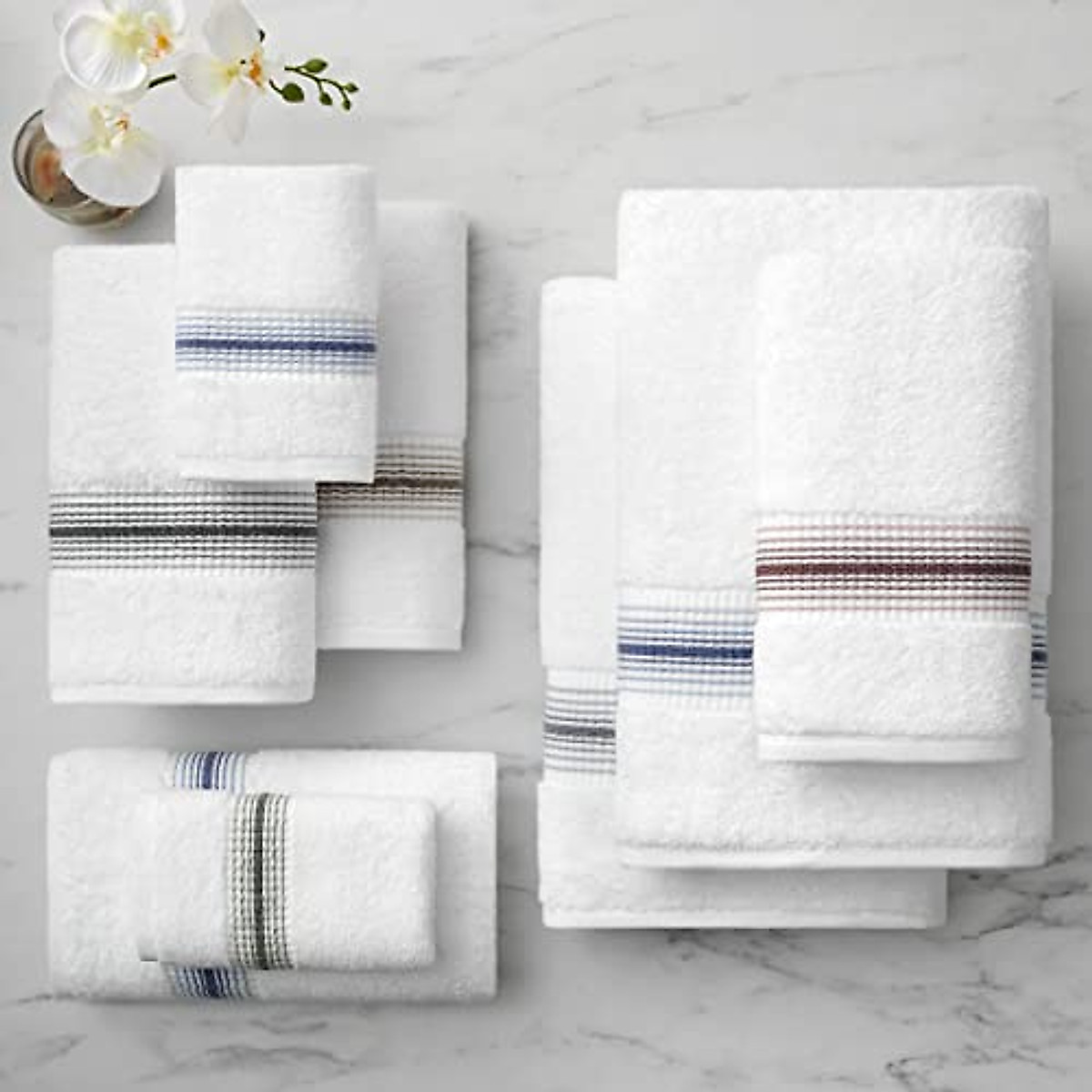 Aston & Arden Aegean Ombre Bath Towels - (Pack of 2) Oversized Ultra Soft Thick & Absorbent, 100% Ringspun Turkish Cotton Bathroom Towel for Spa, Hotel, 600 GSM, 30 x 60 in, Crystal Blue