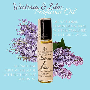 Wisteria & Lilac - Natural Fragrance Oil Perfume with Essential Oils by Lathered Artisan - Alcohol-Free Plant Based Oil Perfume, Nourishing, and Uniquely Handcrafted (Wisteria & Lilac, Roller Bottle)