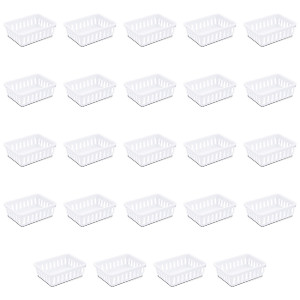 Sterilite 16058024 Mini Storage Tray, White, 24-Pack
