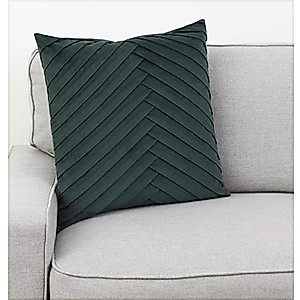 Life is Good James Pleated Velvet Square Throw Pillow, 1 Count (Pack of 1), Green