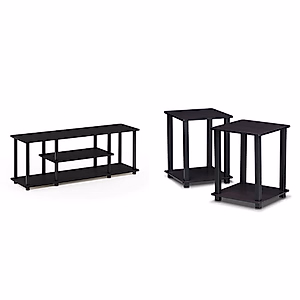 Furinno 3-Tier TV Stand (up to 50" TVs) + Set of 2 End Tables