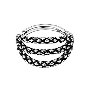 16G 8mm Silver Nose Rings Lip Septum Clicker Triple Open Stack Conch Daith Piercing Jewelry Snake Skin Cartilage Earring Hoop 316L Surgical Steel Conch Daith Helix Rook Lobe Earring Black Hoop Earring