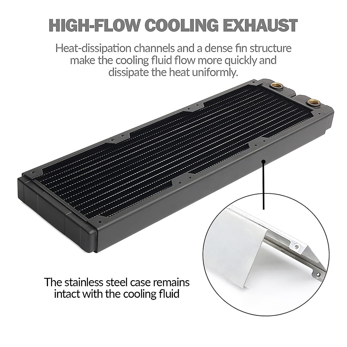Dracaena 360mm - 28mm/1.1inch Thick Computer Radiator, 14 Tubes Copper Water Cooling Cooler for CPU Heat Sink - Liquid Heat Exchanger Dual G1/4 Thread