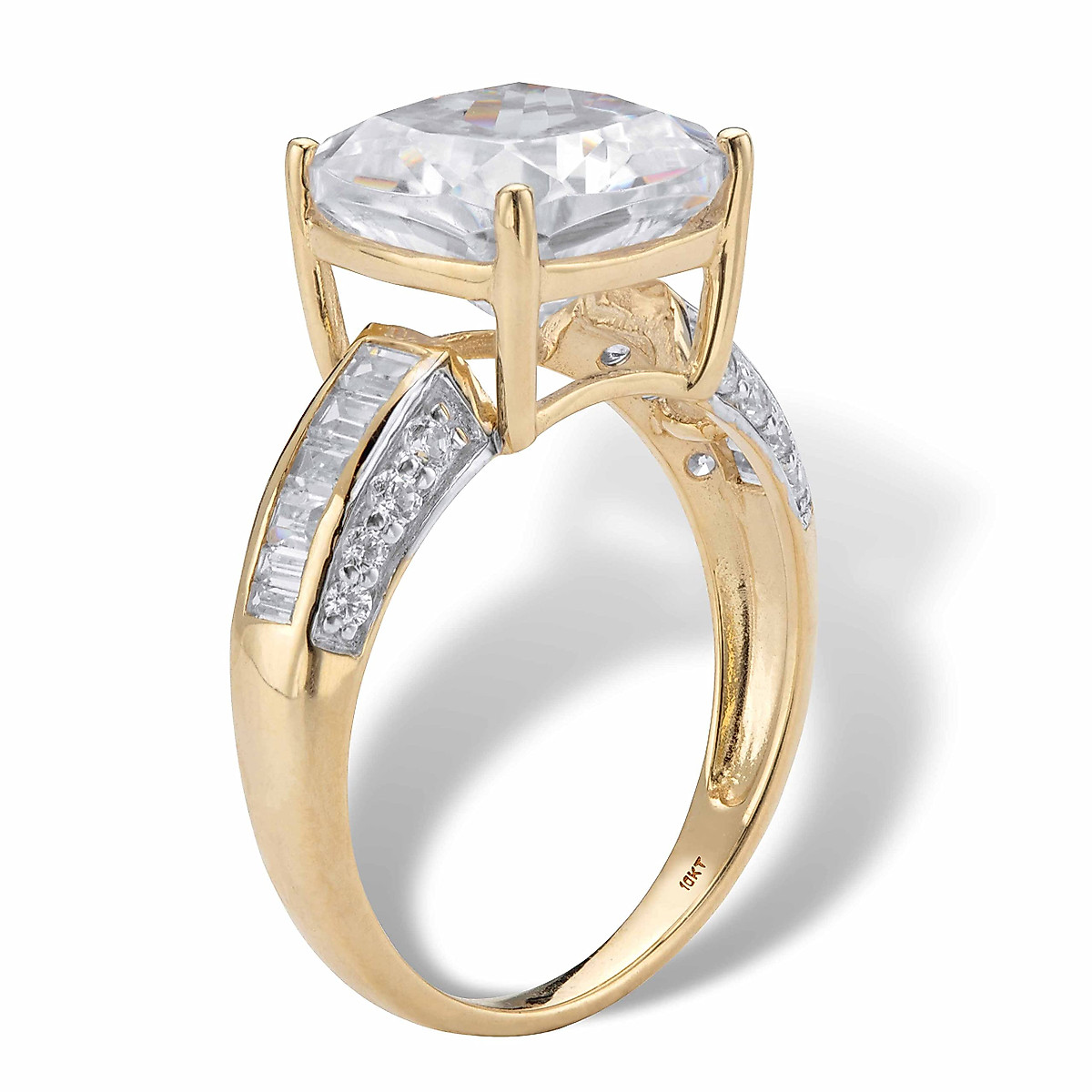 PalmBeach Jewelry 10K White or Yellow Gold Cushion Cut Cubic Zirconia Engagement Ring Size 8