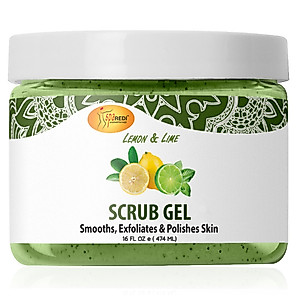 SPA REDI – Exfoliating Scrub Pumice Gel, Lemon & Lime, 16 Oz - Manicure, Pedicure and Body Exfoliator Infused with Hyaluronic Acid, Amino Acids, Panthenol and Comfrey Extract