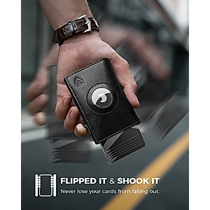 LORZOR Slim Airtag Wallet for Men, Bifold Leather Mens Wallets with Magnetic Closure, Smart Wallet RFID Blocking Pop Up Card Holder,Minimalist Wallet with Gift Box（No Airtag Included）