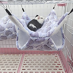 Oagsln 2 Pieces Small Guinea Pig Rat Hammock Guinea Pet Small Animal Hanging Hammock Bunkbed for Sugar Glider Squirrel Playing 7.8 x 7.8 inch(Coffee and Purple)