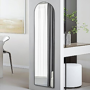 SCWF-GZ 63x16 Mirror Full Length Floor HD Glass Aluminum Metal Frame Dressing Arch Mirrors Wall Mounted or Standing for Entryway Bedroom Living Room 63 16 inch Black
