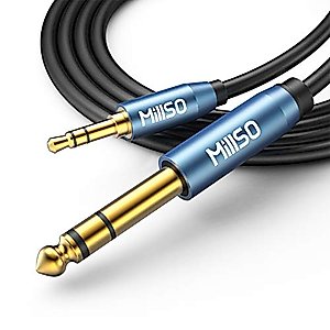 MillSO 6.35mm Male 1/4 to 3.5mm Male 1/8 TRS Stereo Audio Cable (8 ft), Headphone Adapter 1/8 to 1/4 Adapter for Guitar, Piano, Amplifiers, Home Theater Devices, or Mixing Console - 8 Feet