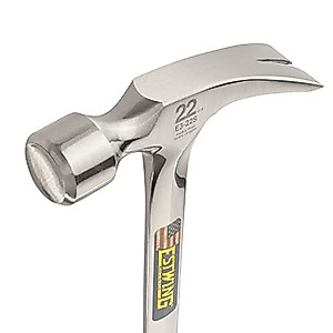 Estwing E3‐22S 22 oz Straight Claw Hammer with Smooth Face & Shock Reduction Grip, Silver