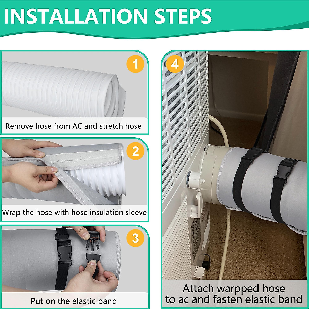 Nuhago Portable Air Conditioner Hose Cover, Portable AC Hose Duct Vent Insulation Sleeve AC Hose Insulated Cover Wrap for 5" & 5.9" Diameter AC Exhaust Hoses Tube for Heat Reduction