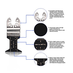 HIFROM Wood/Plastic & Bi-Metal Oscillating Multitool Quick Release Saw Blades Compatible with Fein，Porter Rockwell Cable,Bosch Craftsman(12 Pack)