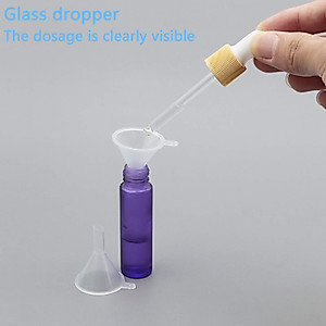 Newzoll 10Pcs Dropper Bottles, 10ml (1/3oz) Glass Bottles Vials with Eye Droppers & Funnels, Essential Oils Perfumes Skincare Liquids Dropper Vials Bottles Containers