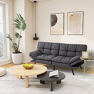 MUUEGM Futon Sofa Bed Couch - Convertible Sofa Bed, Loveseat Sleeper Sofa with Adjustable Backrest, Memory Foam Folding Futon for Living Room, Small Space, Apartment, Office, Grey