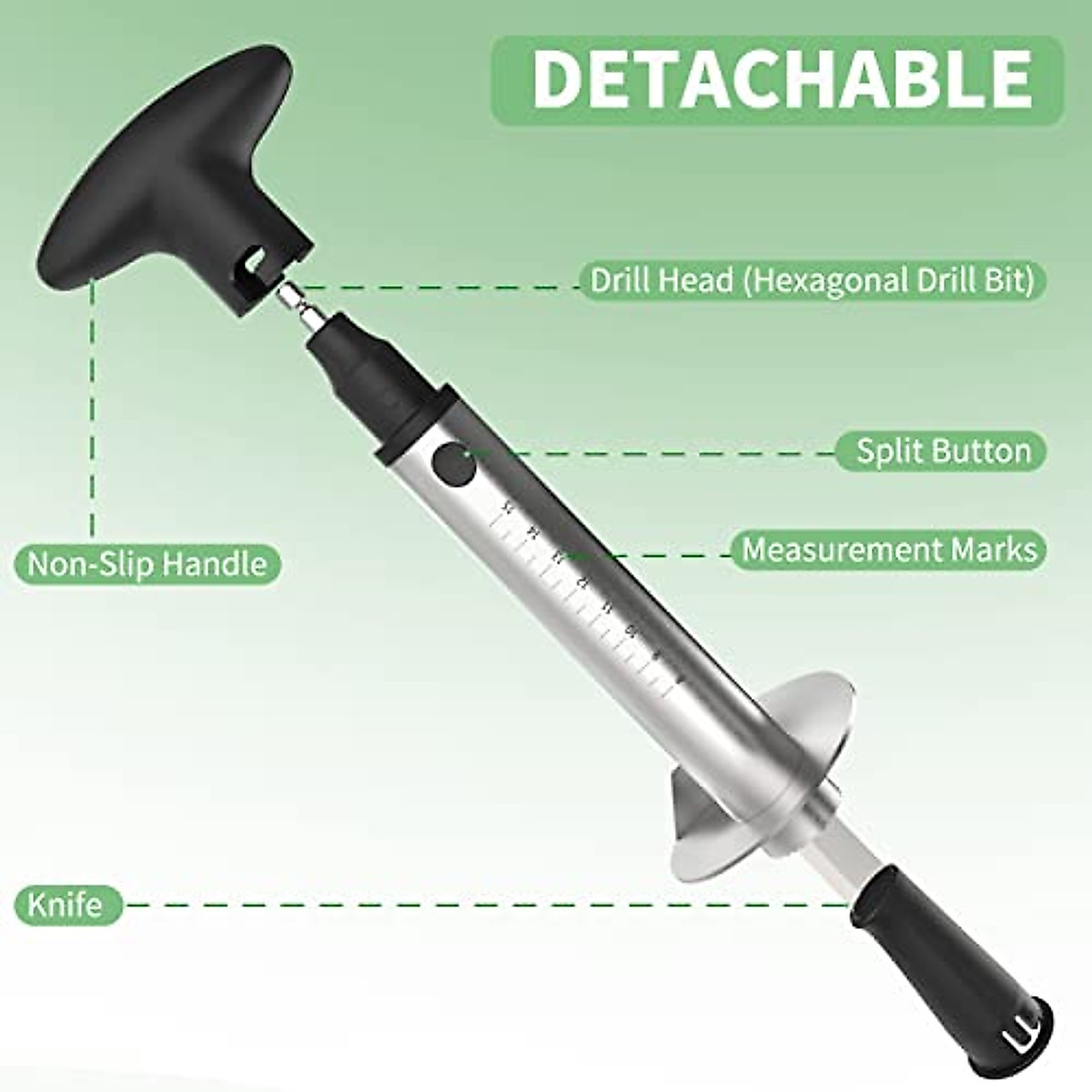 Newness Pineapple Corer with Knife, [Upgraded, Electric & Manual] Stainless Steel Fruit Pineapple Cutter with Electric Drill Accessory, Pineapple Slicer Core Remover Kitchen Tool with Measure Mark