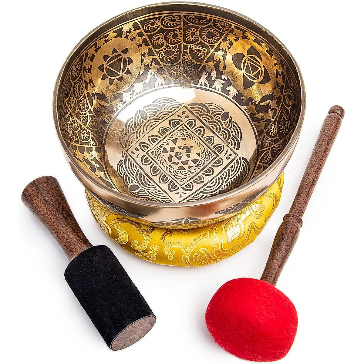 Large Tibetan Singing Bowl Set - 8.5" Master Healing Grade For Sound Bath Chakra 7 Metal Meditation Yoga By Himalayan Bazaar